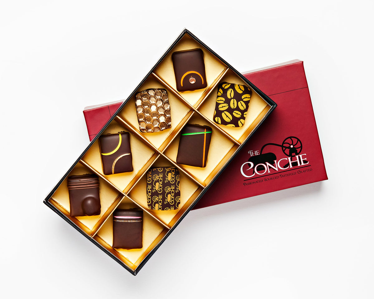 8 Piece Enrobed Signature Chocolate Box – The Conche Chocolate & Cake ...